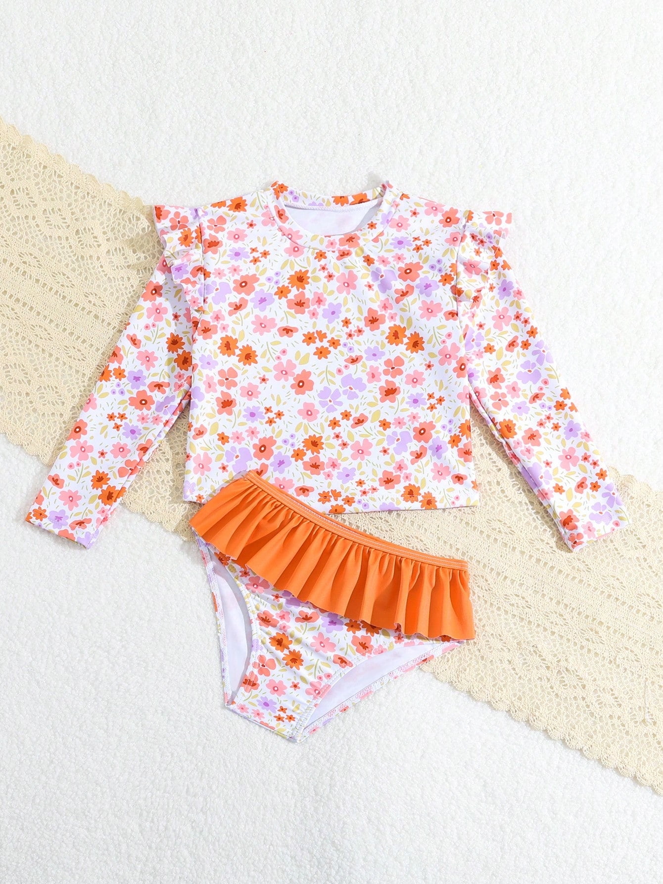 Toddler Girls Rash Guard Sets with Bikini Bottoms Swimwear（4-7Y ...