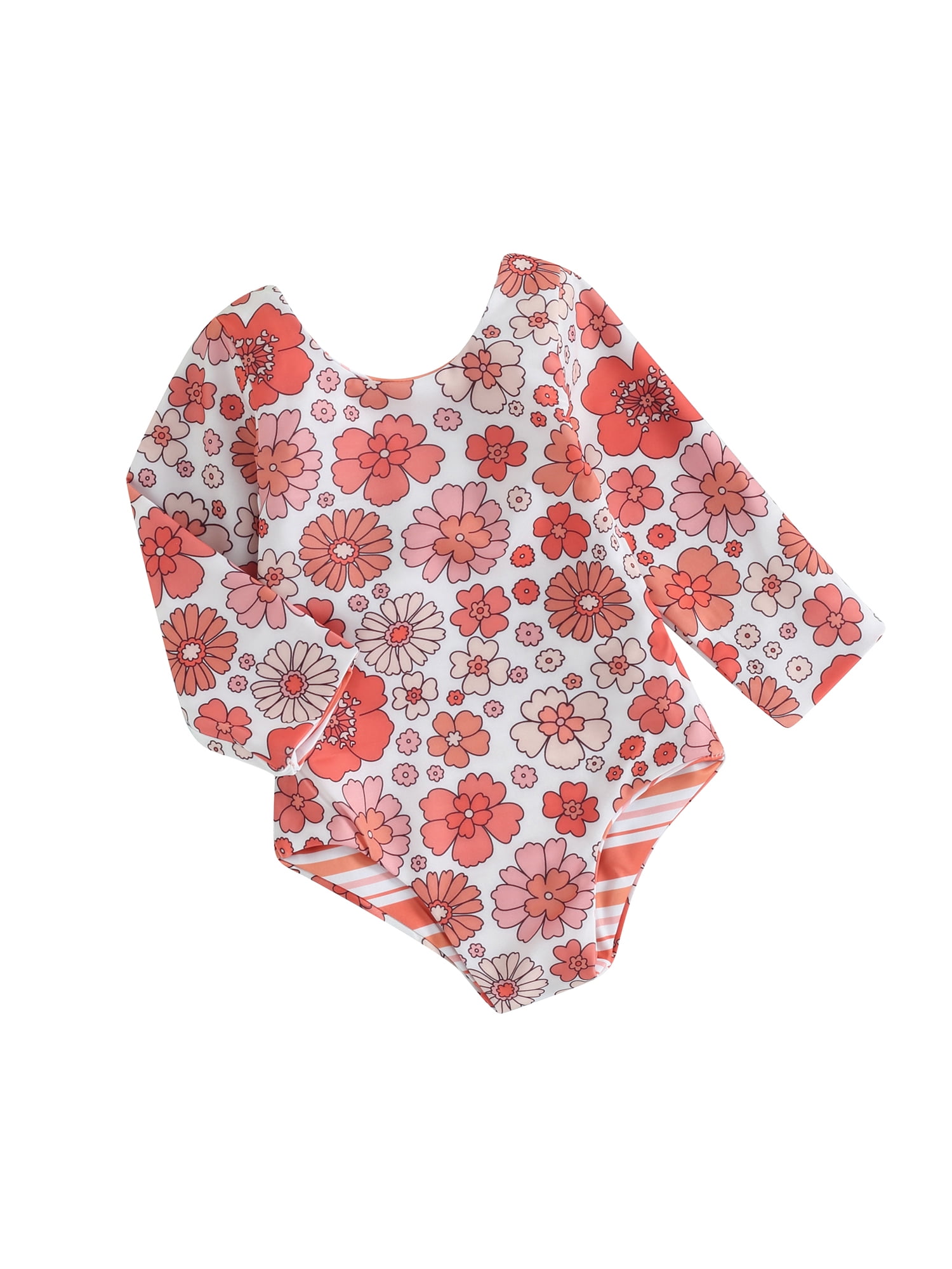 Toddler Girls Rash Guard Swimsuit Rompers Long Sleeve Floral Print Knot ...
