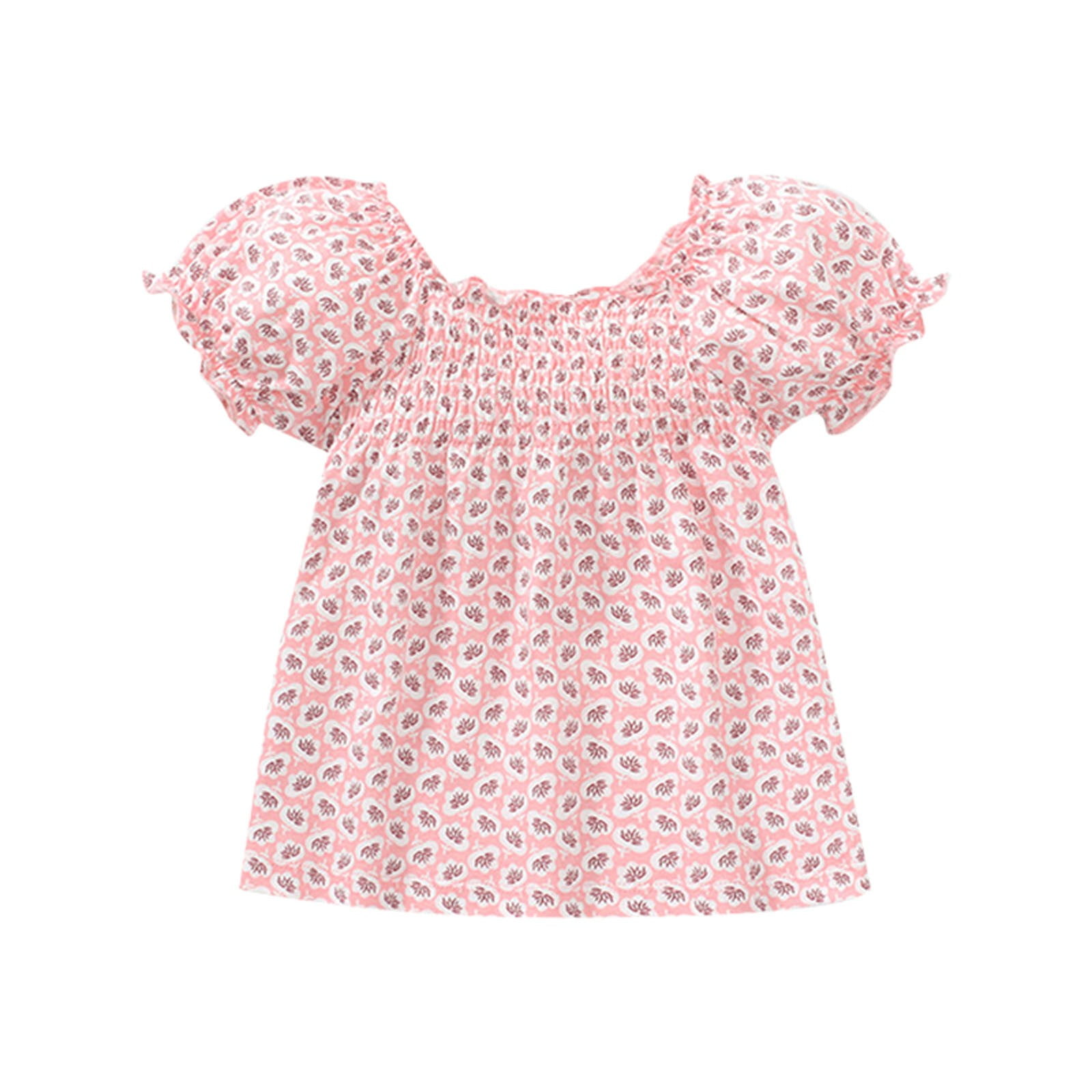 Toddler Girls Shirts Pink Summer New Cute Print Fashion Puff Sleeve ...