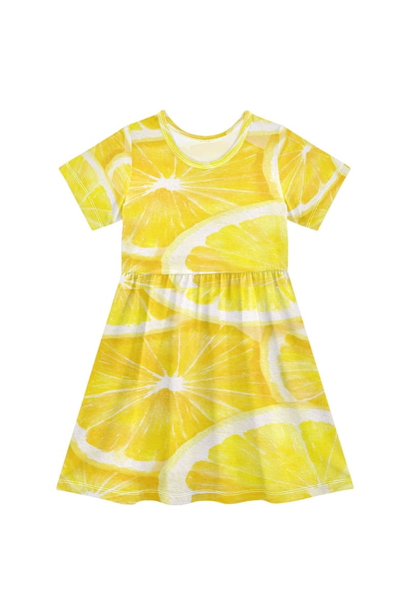 Lemon Print Dresses for Women and Kids Fashion Clothing Collection