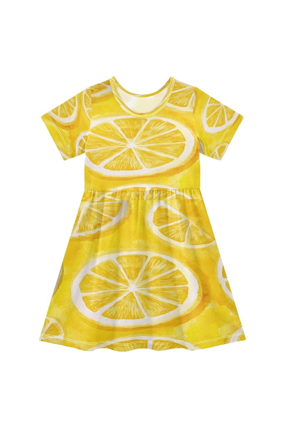 Lemon Print Dresses for Women and Kids Fashion Clothing Collection