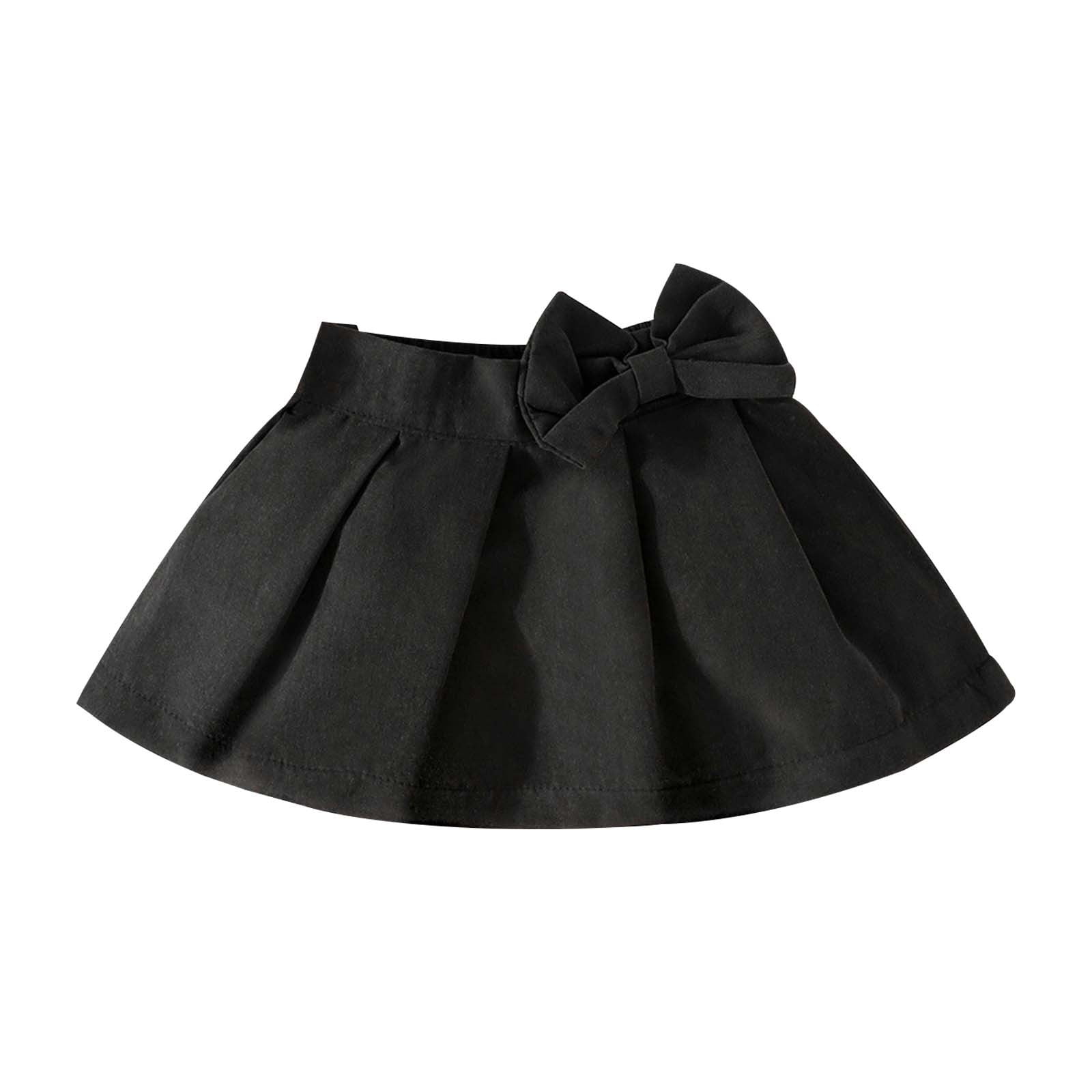 Toddler Girls Skirts Kids Solid Color Bow Pleated Skirt Spring Elegant ...