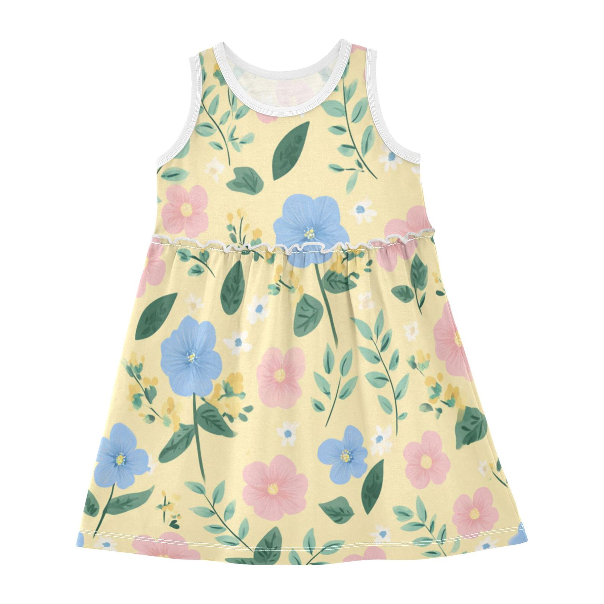 Toddler Girls Sleeveless Cotton Dress Summer Casual Beach Playwear A ...