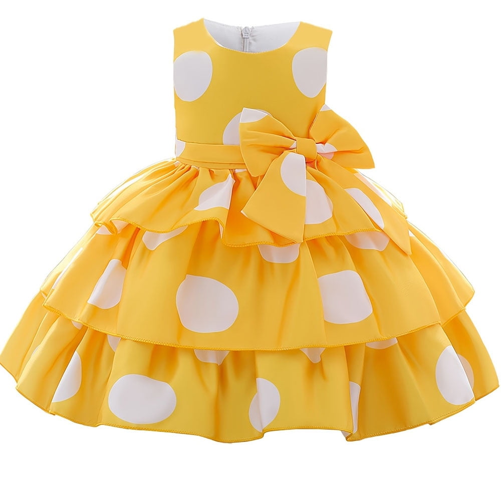Toddler Girls Sleeveless Princess Dress Polka Dot Pattern Pageant Gown ...