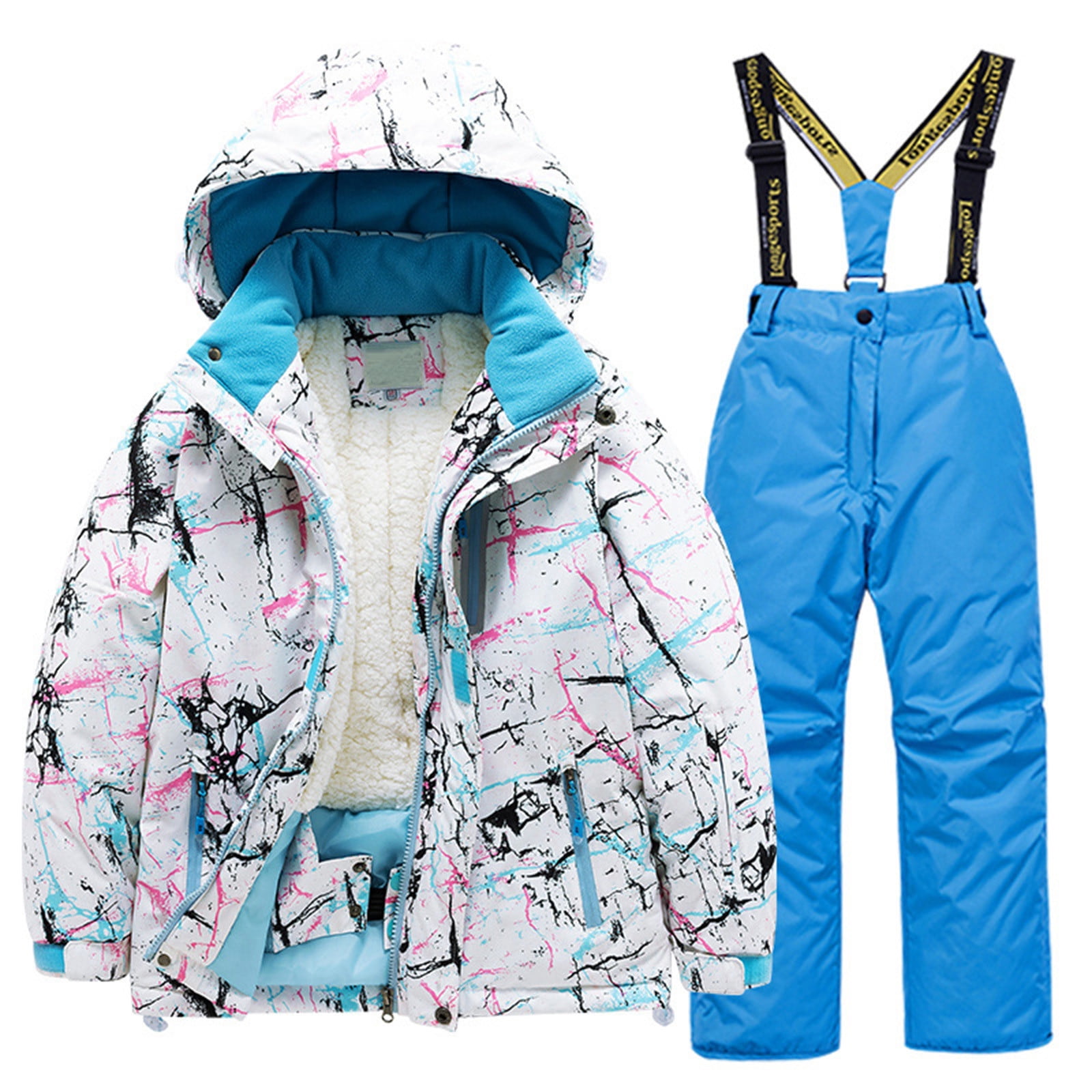 Toddler Girls Snowsuit Solid Color Ski Overall Winter Jacket Snowpants Girl Outfits Size 8-10 ...