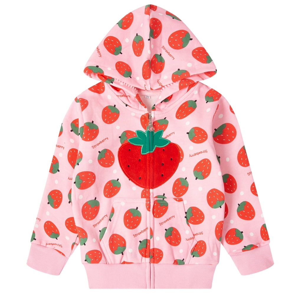 Toddler Girls Strawberry Zip-Up Hoodie Jacket Sweatshirt Casual ...