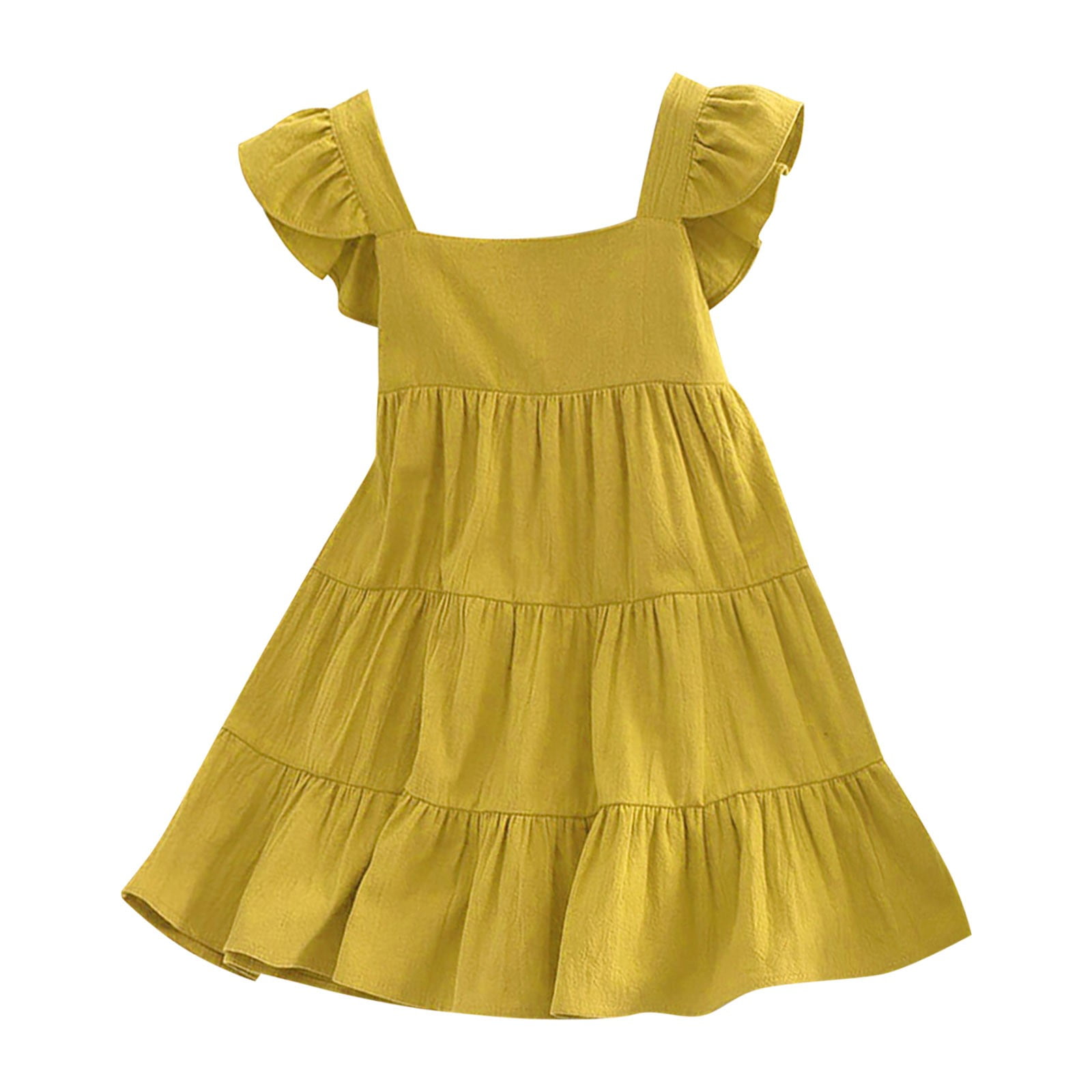 Toddler Girls Summer Dress Round Neck Sleeveless Sundress Lace Puffy ...