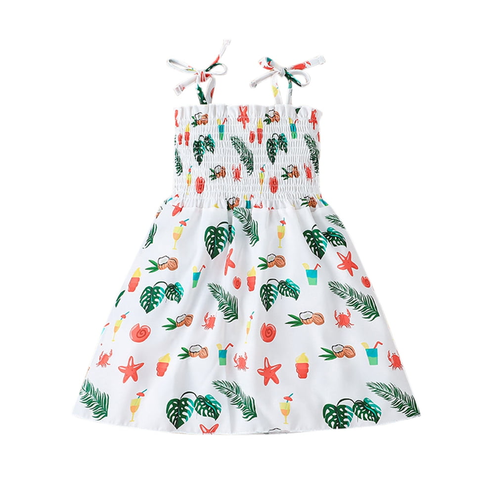 Toddler Girls Summer Dresses Kids Sleeveless Tie Strap Beach Dress ...