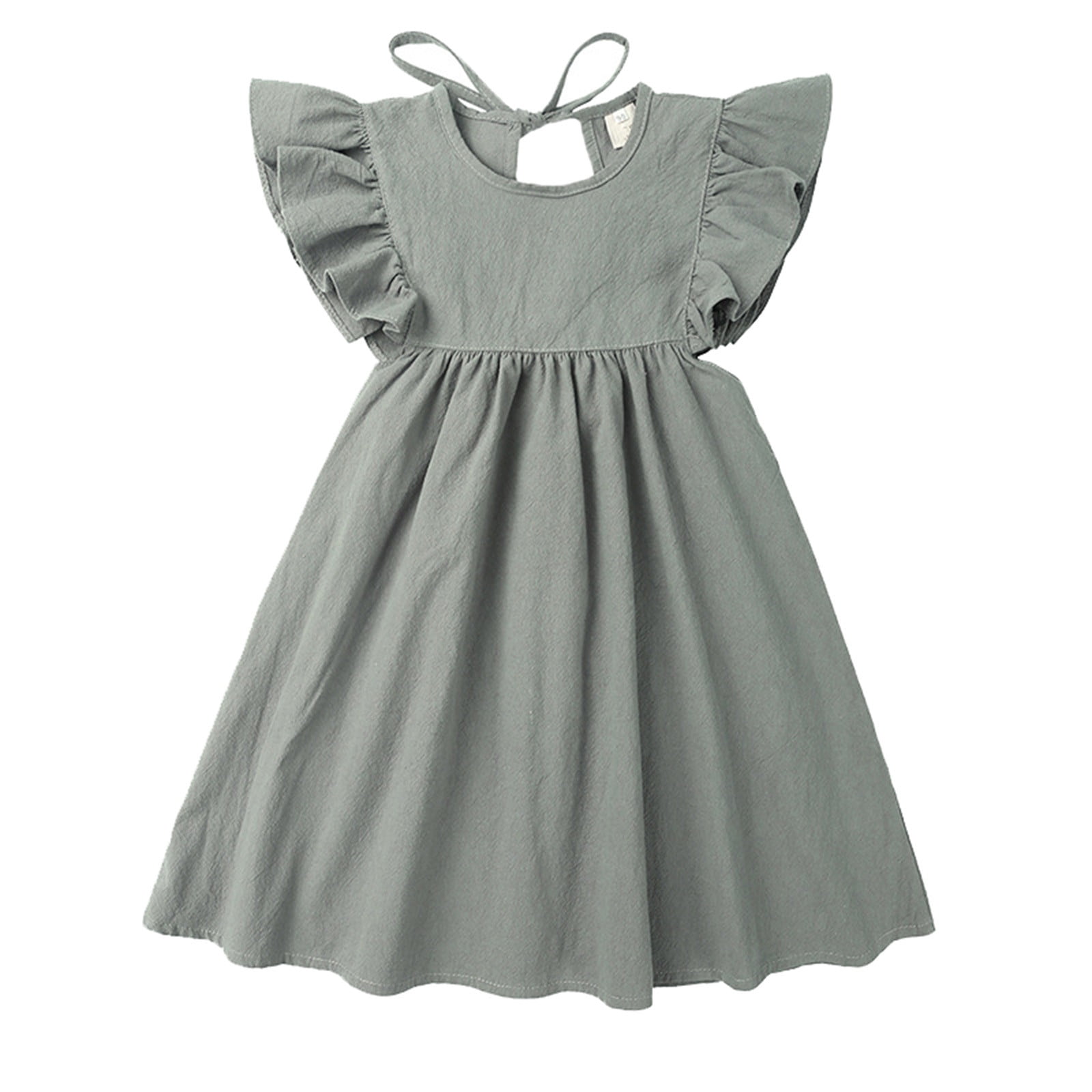 Toddler Girls Summer Outfits Soild Fly Sleeves Lace Princess Dress ...