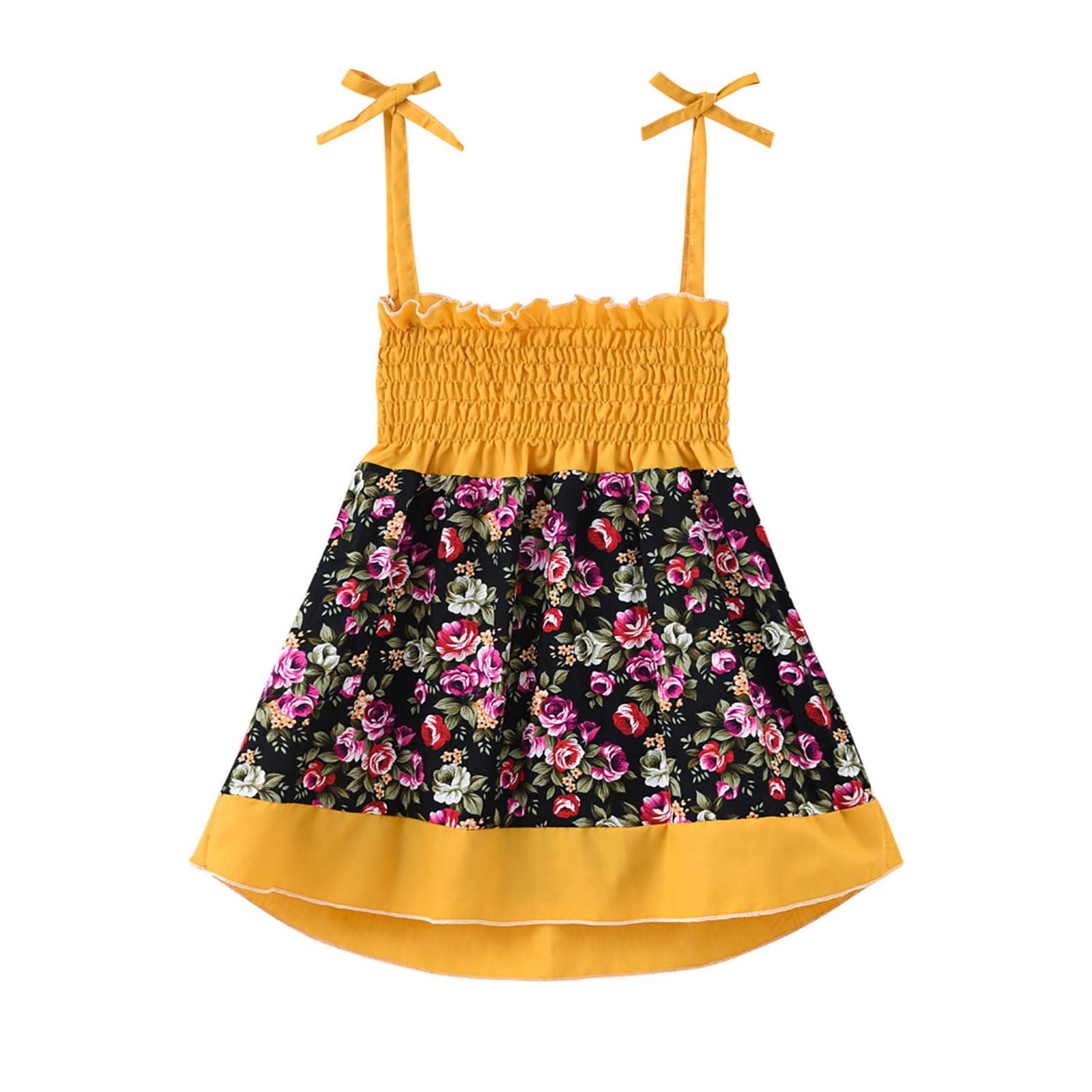 Toddler Girls' Sun Dresses Floral Print Summer Dress With Adjustable ...
