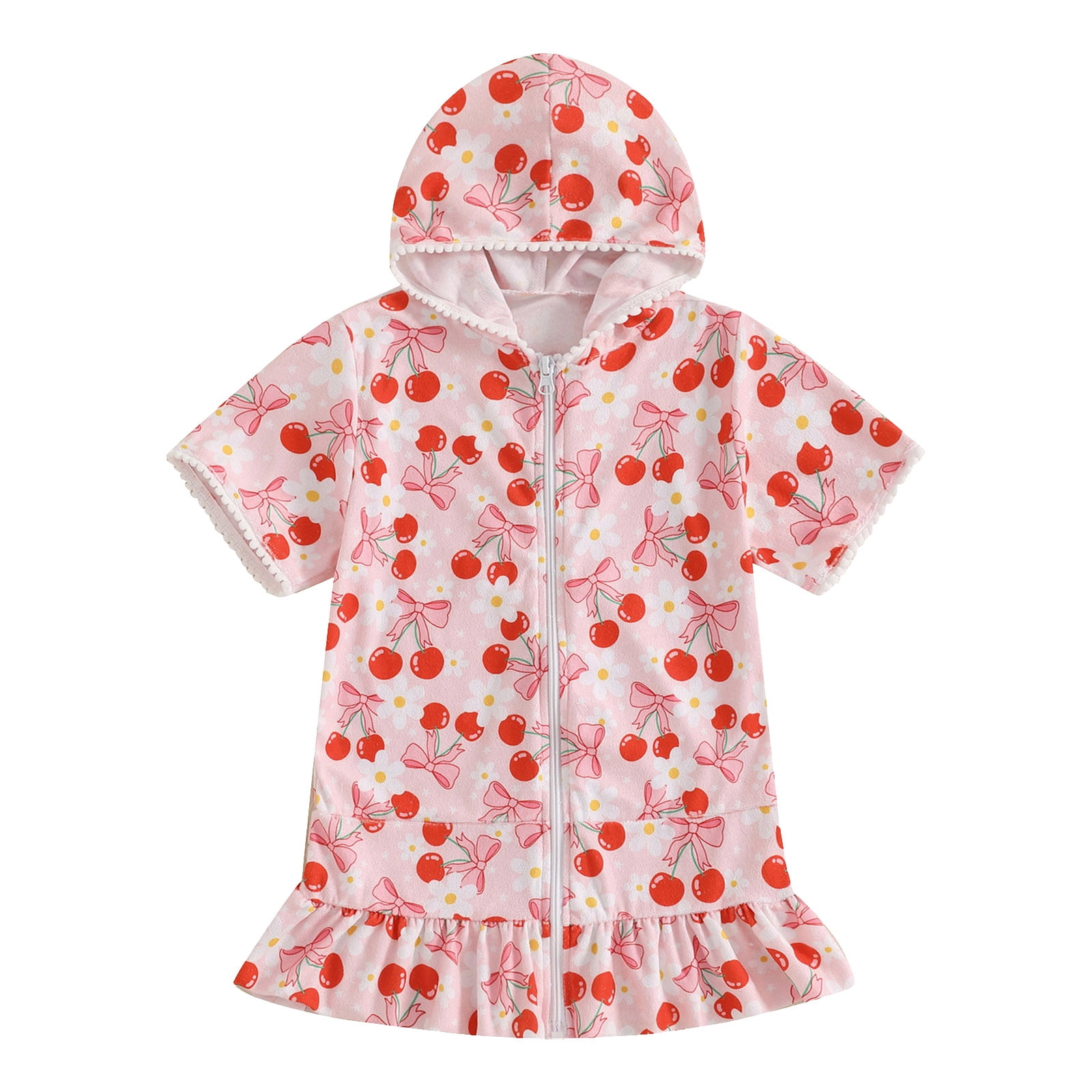 Toddler Girls Swim Cover Up Swimsuit Zipper Pool Towel Robe Kids ...