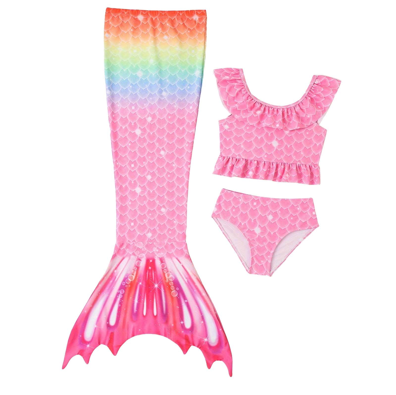 Toddler Girls Swimsuit Bathing Suits Bikini Fish Tail Set Red,3-4T ...