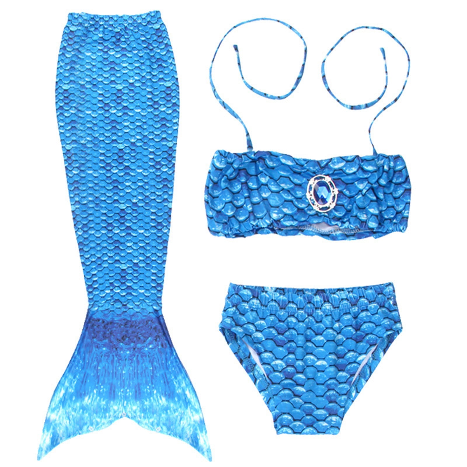 Toddler Girls Swimsuits Summer Fish Scale Print Spaghetti Strap Bra And ...