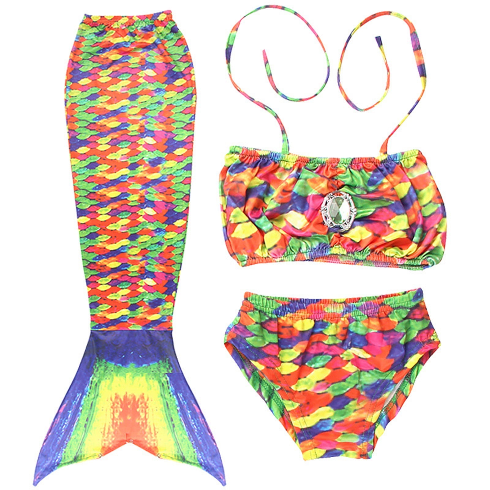 Toddler Girls Swimsuits Summer Fish Scale Print Spaghetti Strap Bra And ...
