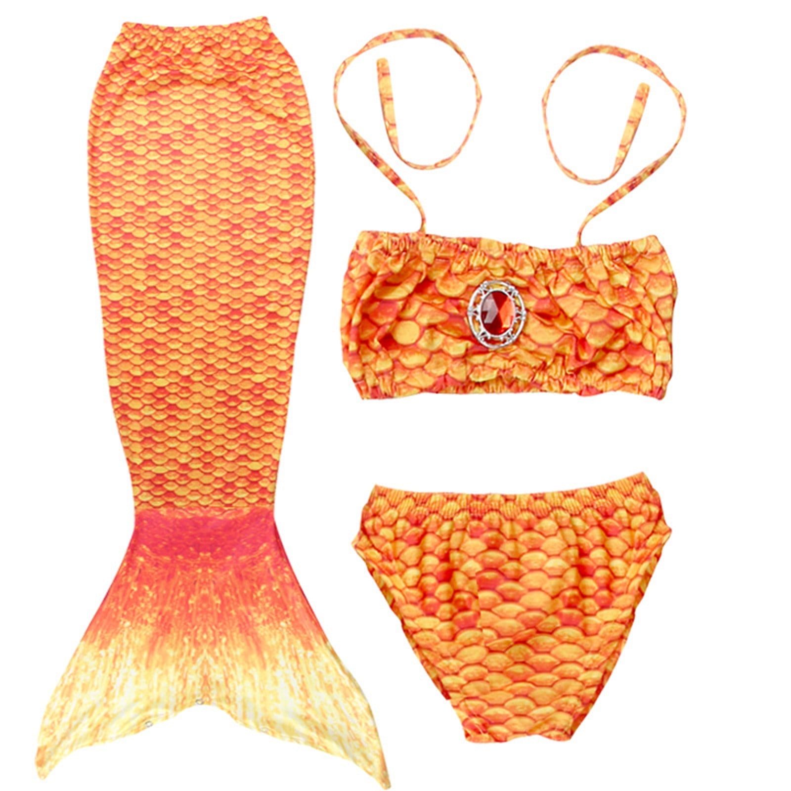 Toddler Girls Swimsuits Summer Fish Scale Print Spaghetti Strap Bra And ...