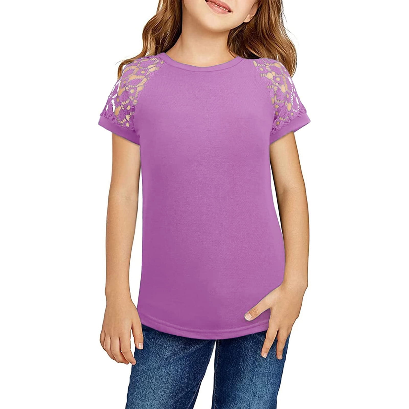 Toddler Girls T Shirt Cotton Soft Short Sleeve T-Shirt Crewneck ...