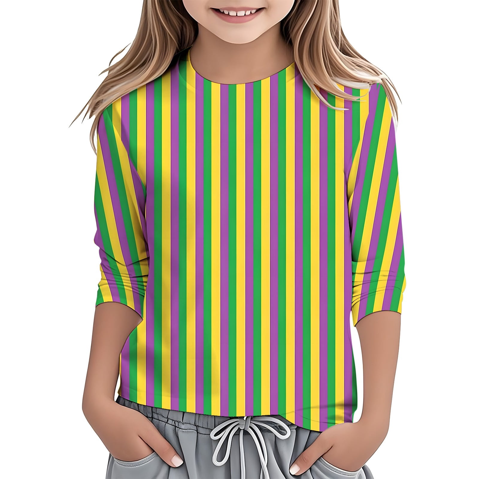 Toddler Girls T Shirts Carnival Print Split Sleeve Crewneck Loose Fit ...