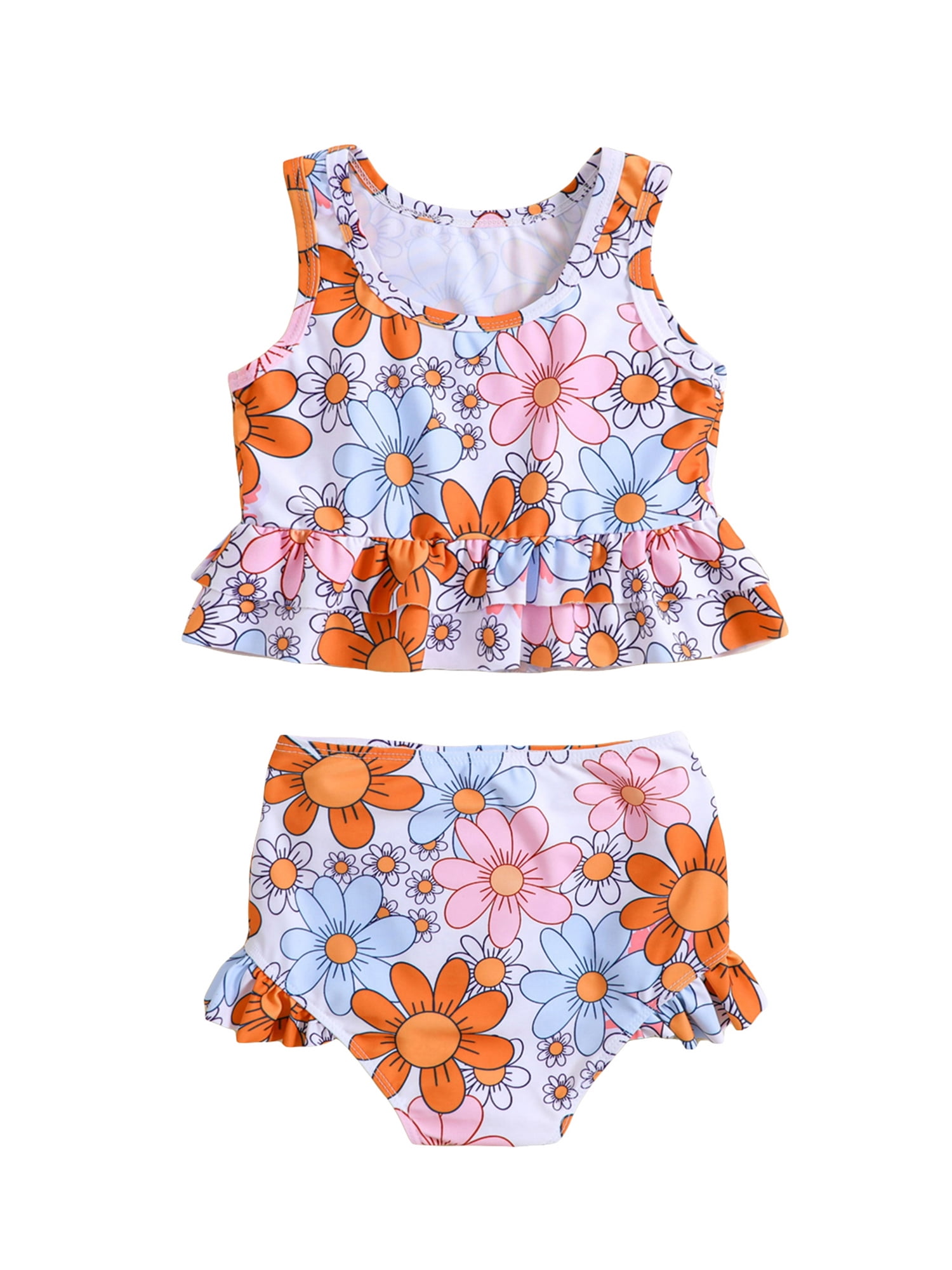 Toddler Girls Two Piece Swimsuits Ruffle Bikini Set Beachwear Summer ...