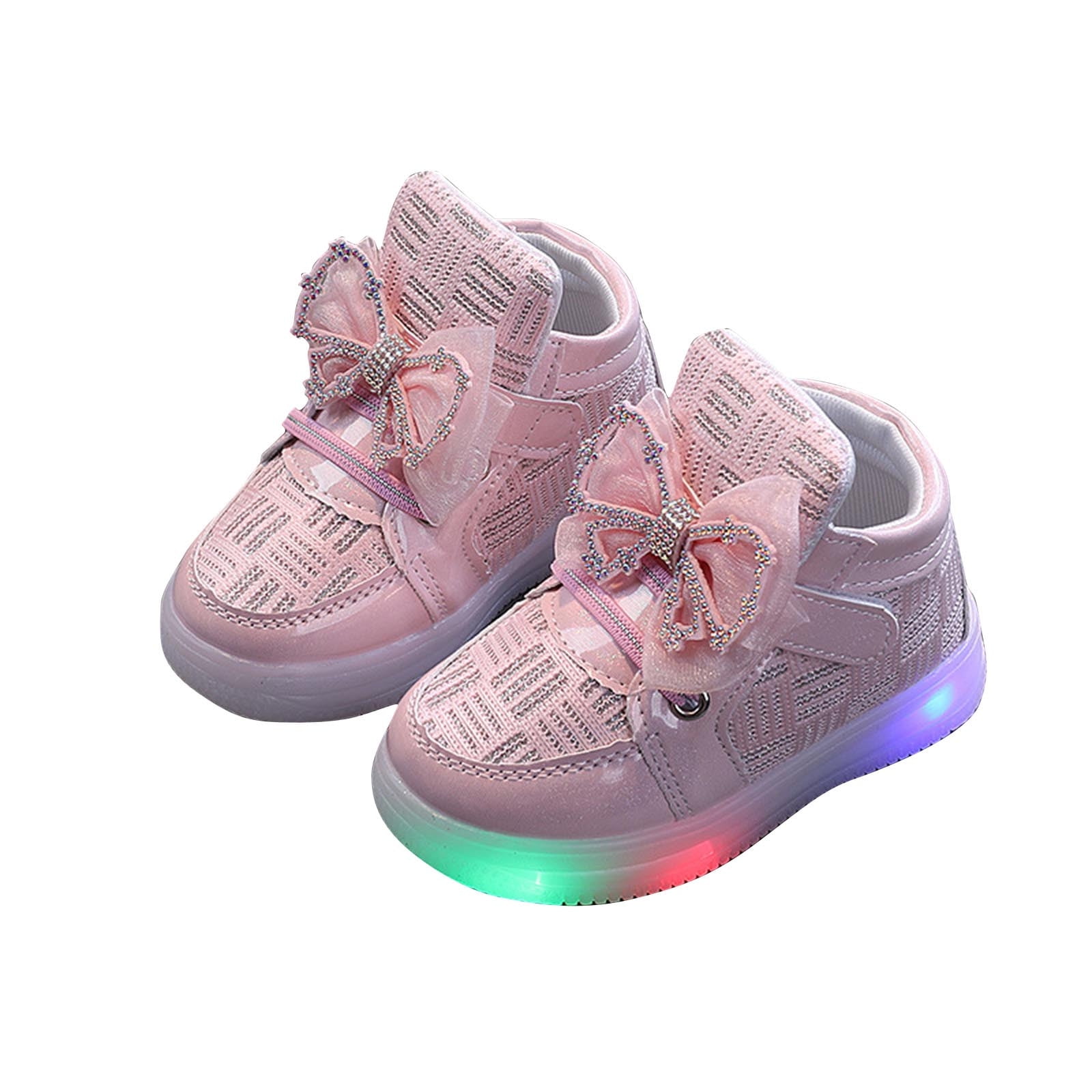 Toddler Glitter Shoes Girl's Flashing Sneakers with Cute Bowknot Light ...