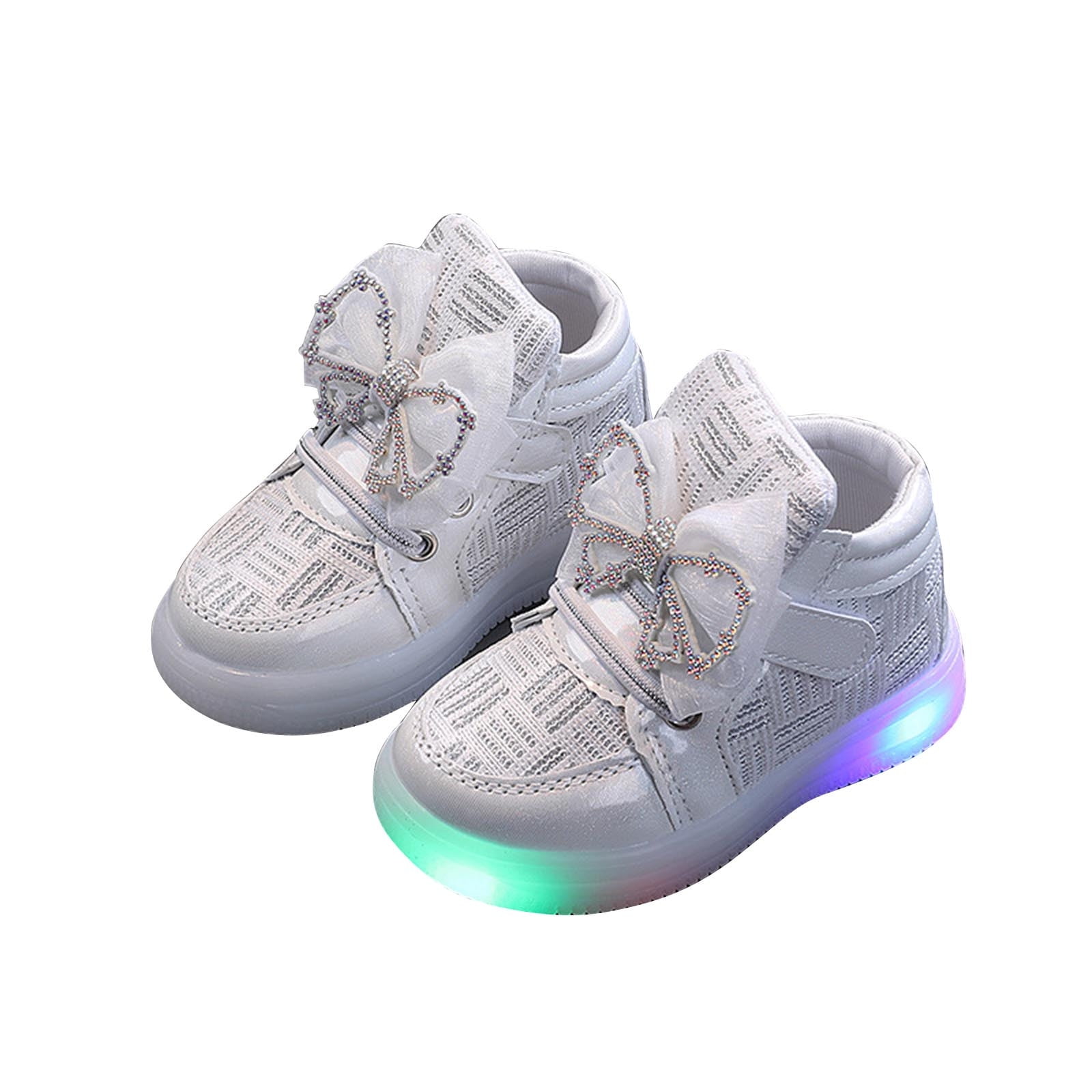Toddler Glitter Shoes Girl's Flashing Sneakers with Cute Bowknot Light ...