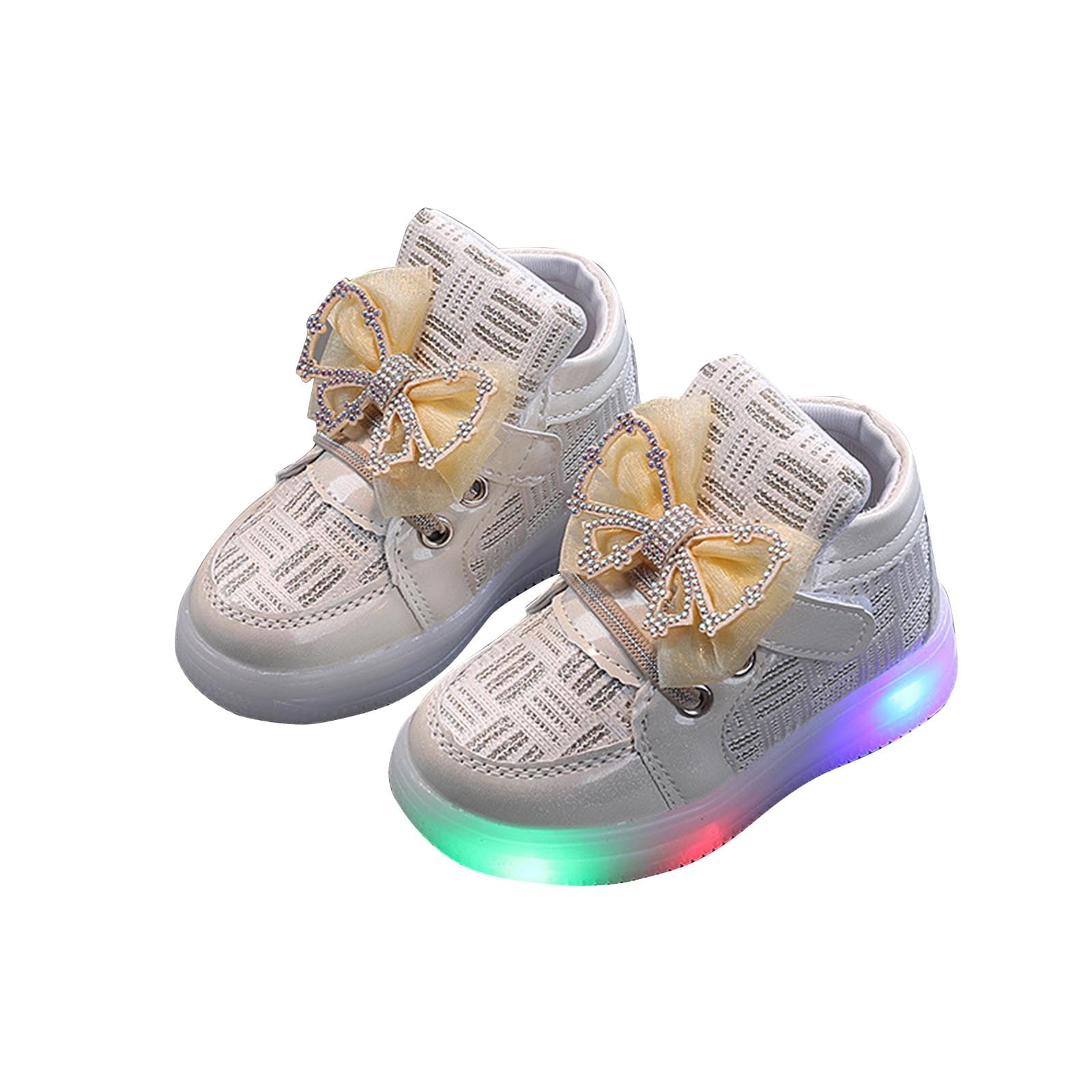 Toddler Glitter Shoes Girl's Flashing Sneakers with Cute Bowknot Light ...
