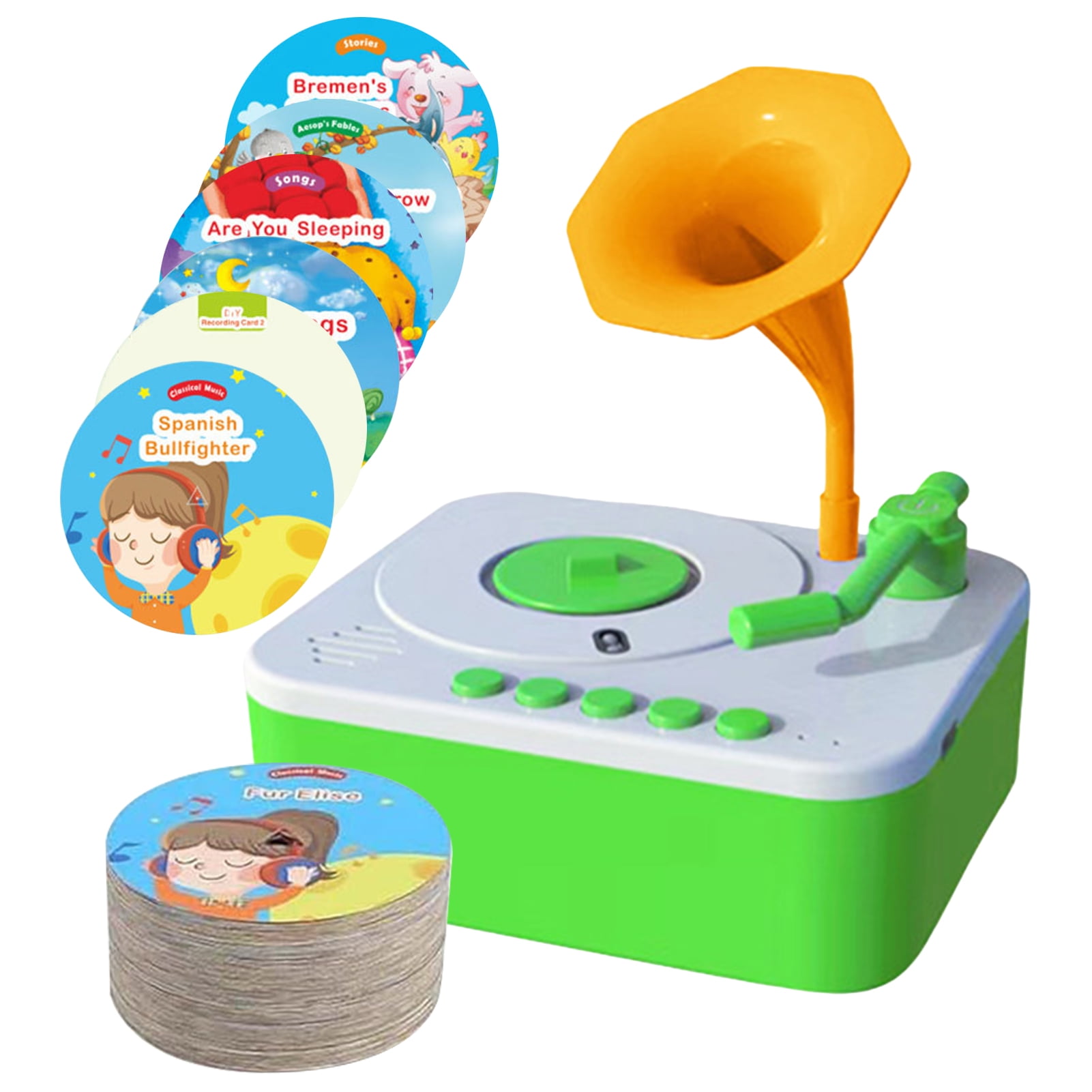 Toddler Gramophone Toys,Phonograph Storyteller Toy with 96 Cards ...