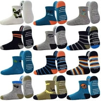 Kids Non Slip Socks Grip Ankle Sticky Toddler Socks 12 Pairs for 1-3/3 ...