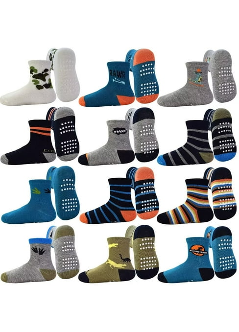 Non Slip Toddler Socks 12 Pairs Baby Socks Toddler Grip Socks Anti Skid ...