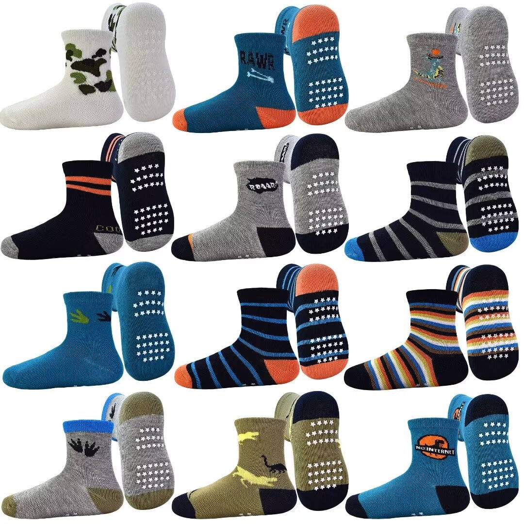Tphon Toddler Grip Socks, Non Slip Baby Socks, Anti Skid Crew Socks ...