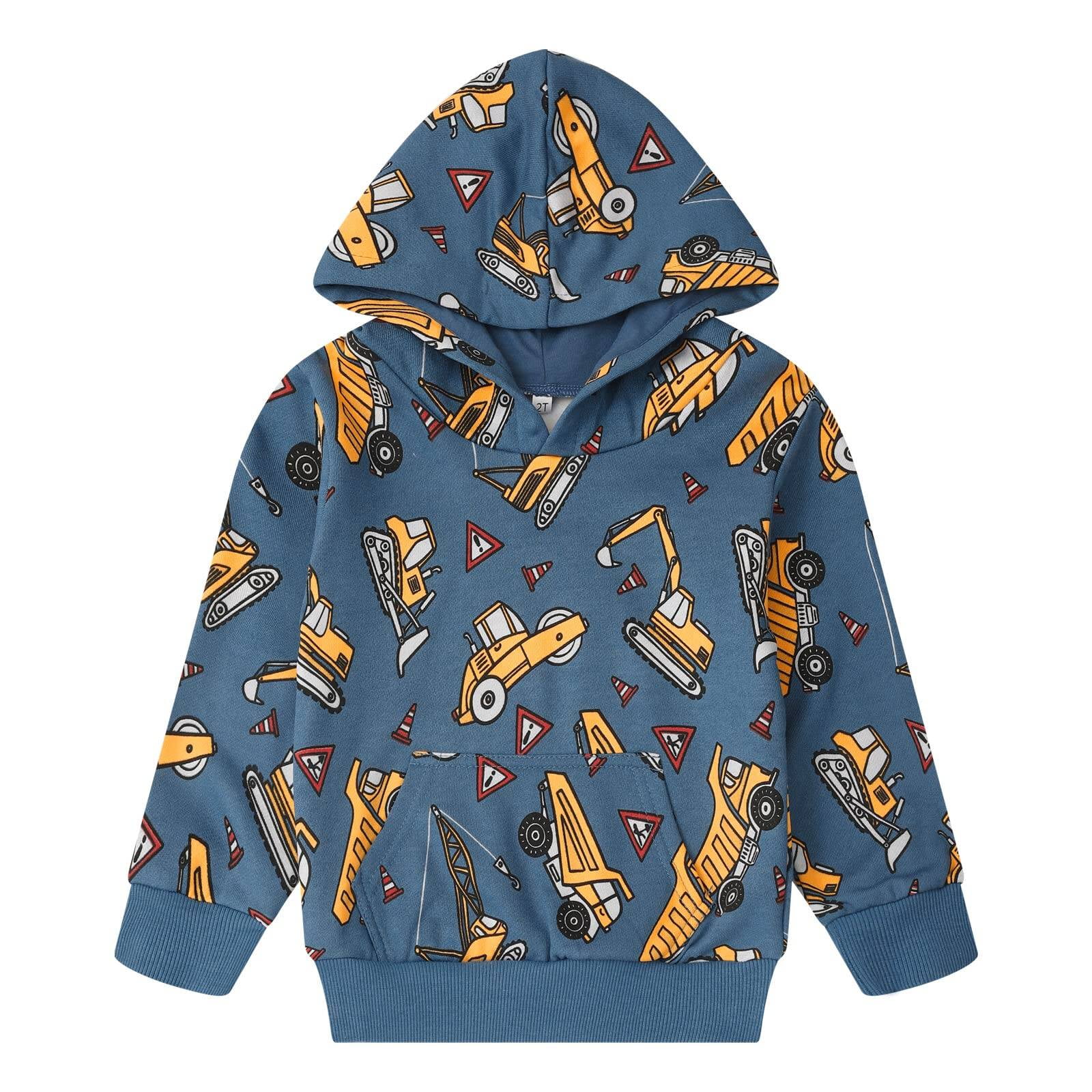 Toddler Hoodies Blue Truck Graphic Fleece Hooded Sweatshirts Boys Fall ...