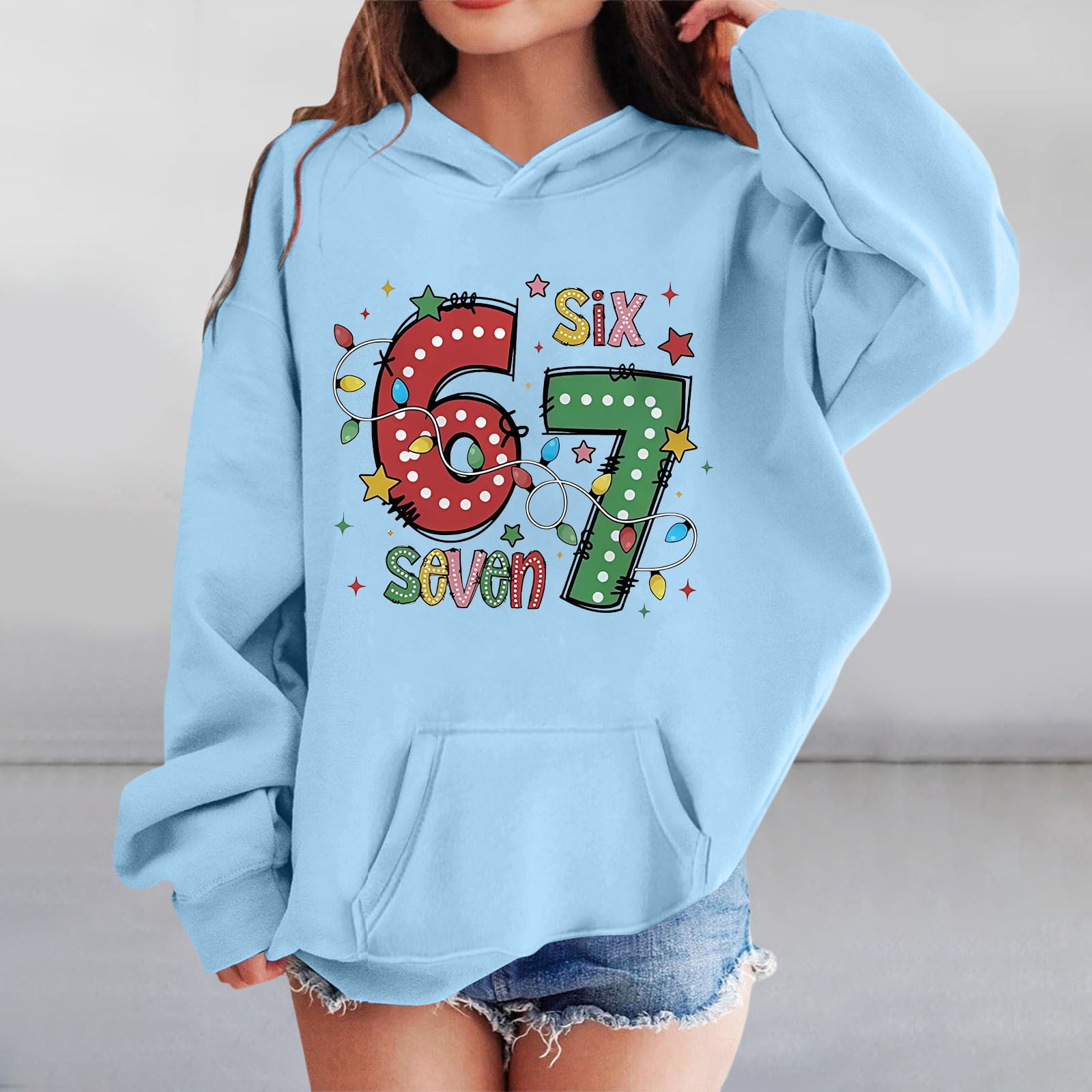 Toddler Hoodies for Girls Meme Novelty Six Seven Sweatshirt Long Sleeve ...