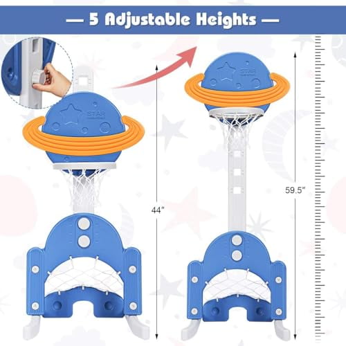 Toddler Hoop, 3-in-1 Kids Sports Activity Center with Soccer Golf Game ...