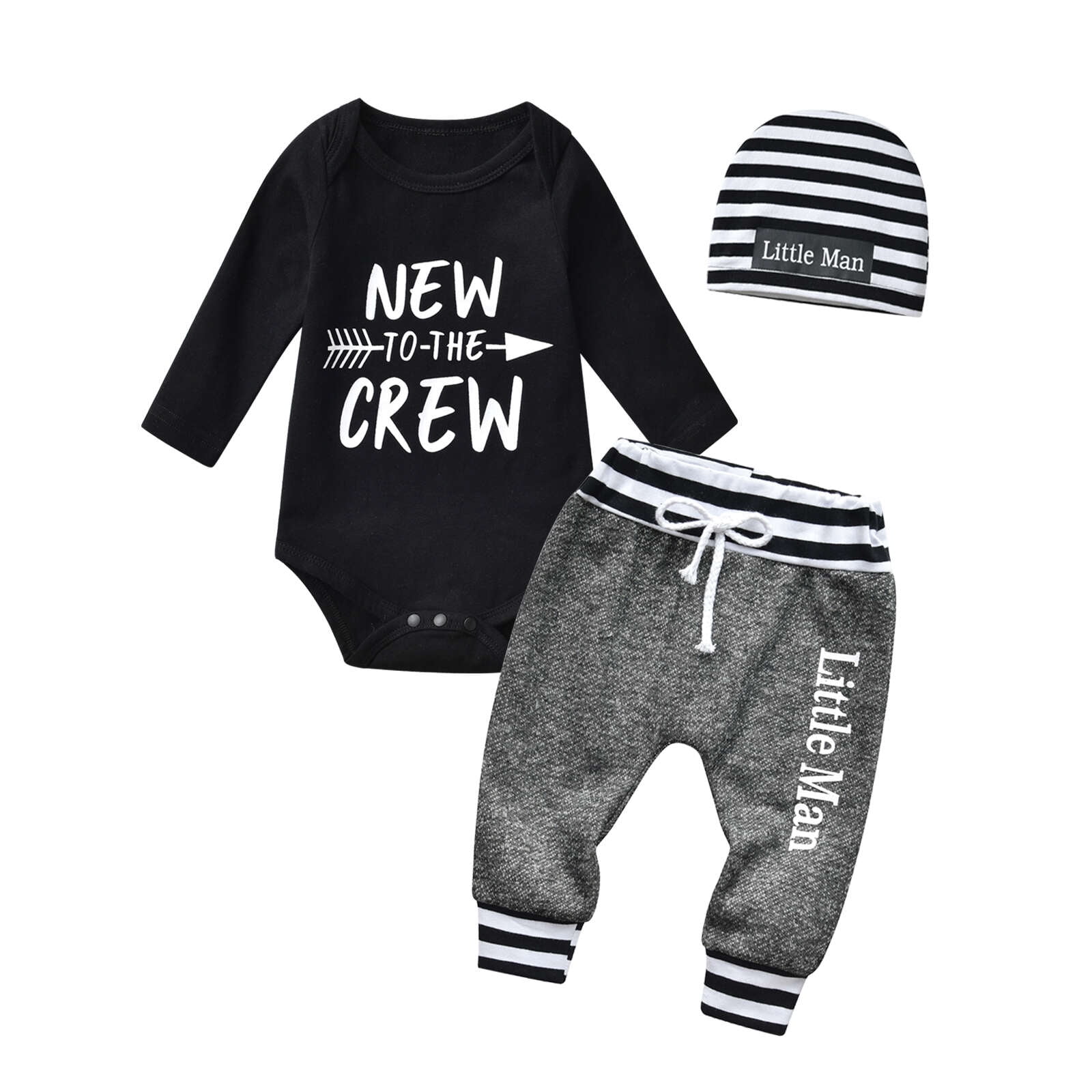 Newborn Infant Baby Boy Clothes Long Sleeve Romper Pants Headband Hat ...