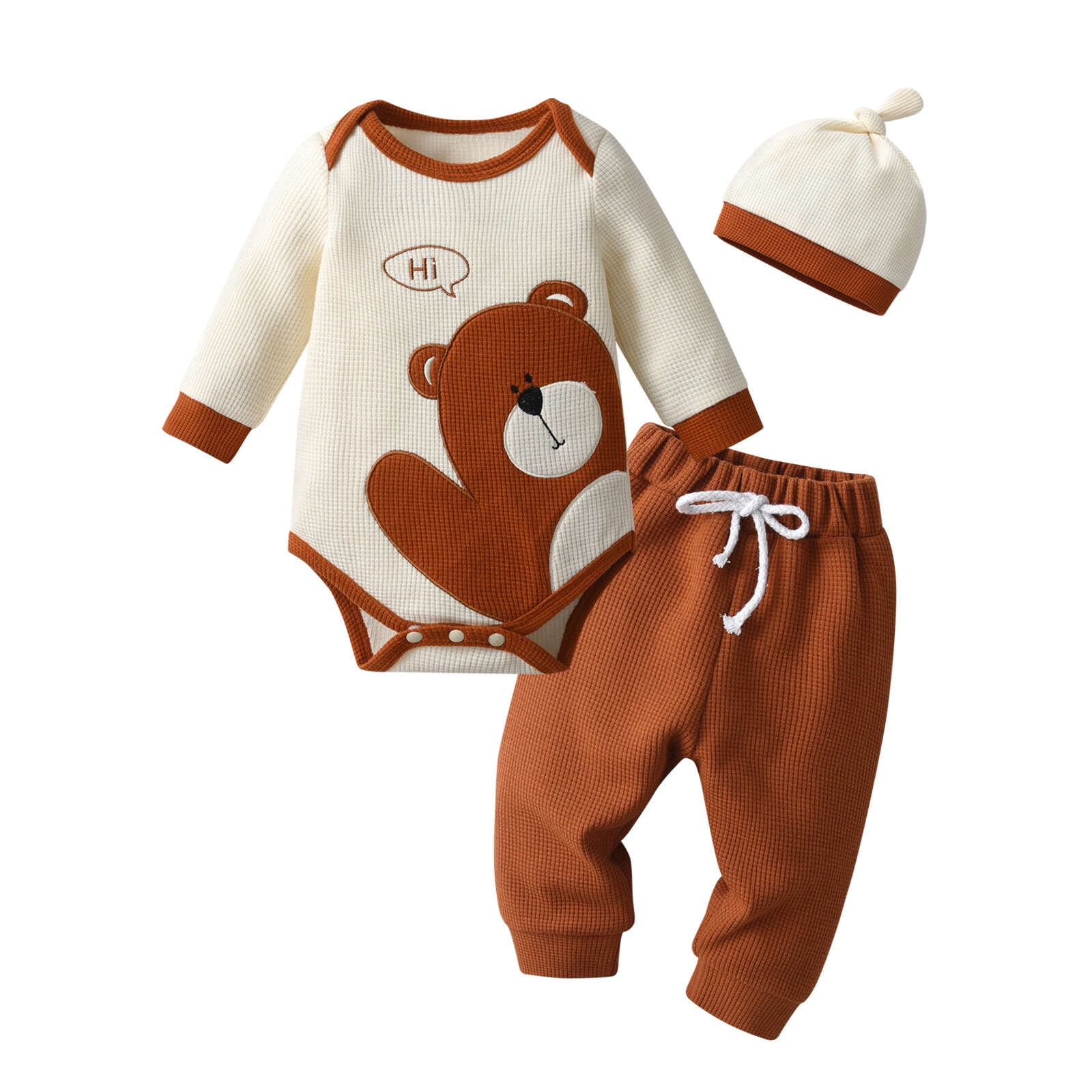 Newborn Infant Baby Boy Clothes Long Sleeve Romper Pants Headband Hat ...