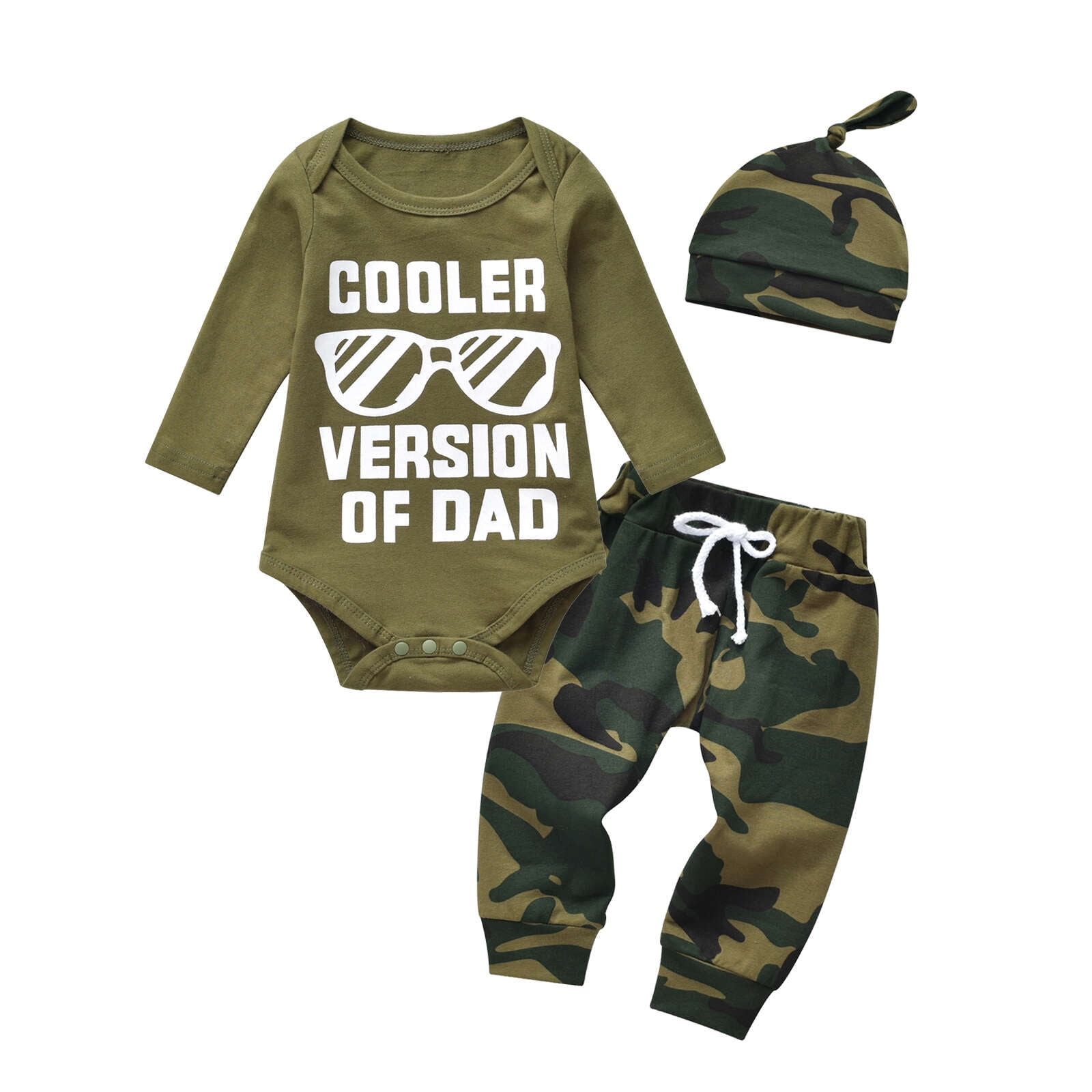 Newborn Infant Baby Boy Clothes Long Sleeve Romper Pants Headband Hat ...