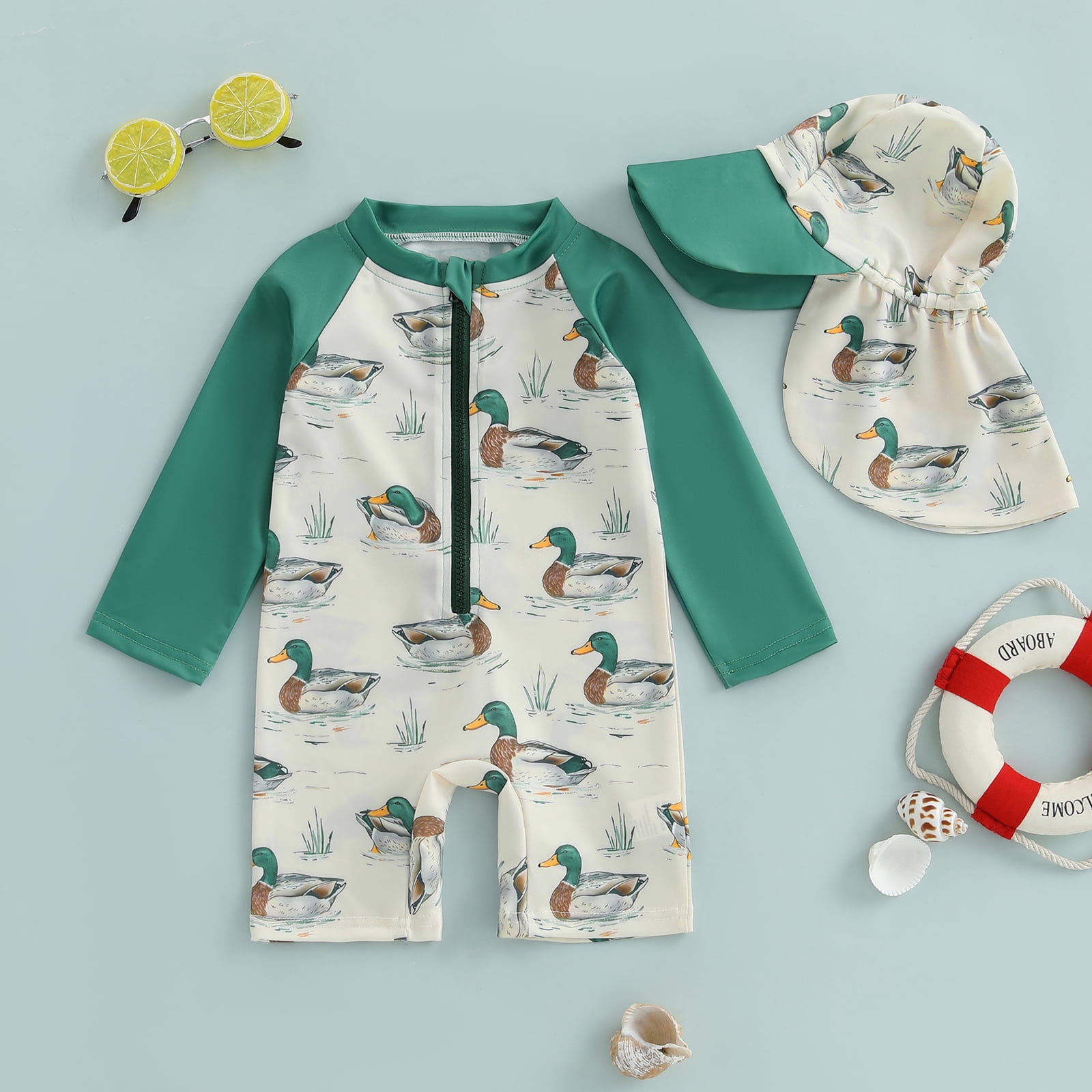 Toddler Infant Baby Boys Swimsuit Kids Hunting Duck Rash Guard Newborn ...