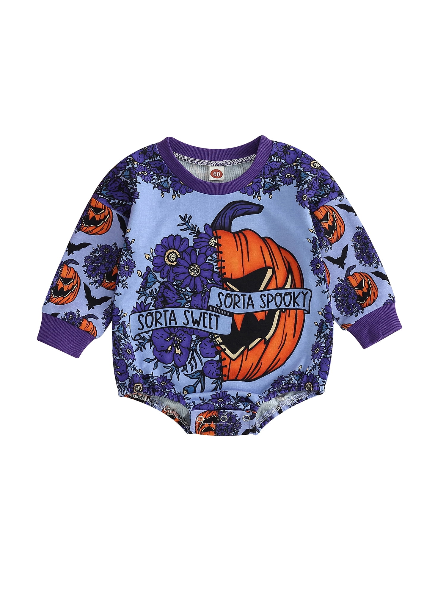 Toddler Infant Baby Girl Boy Halloween Outfit Pumpkin Sweatshirt Oversized Onesie Bubble Romper ...