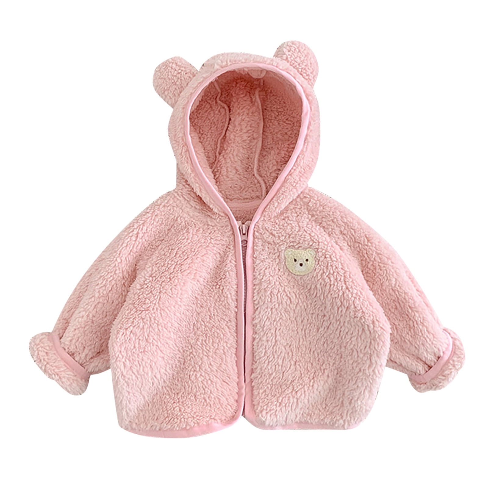 Toddler Jacket Fall Baby Cartoon Bear Ears Hooded Zipper Warm Kids Coat ...