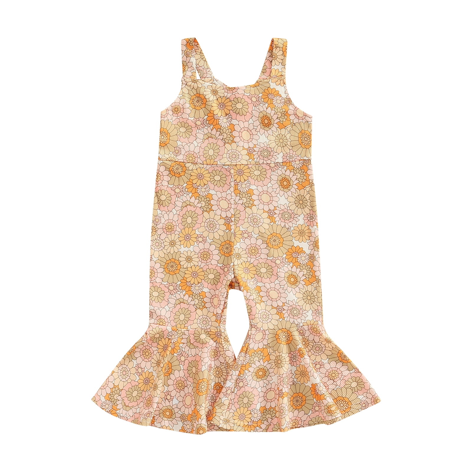 Toddler Kid Baby Girls Floral Romper Sleeveless Jumpsuit Bell Bottoms ...