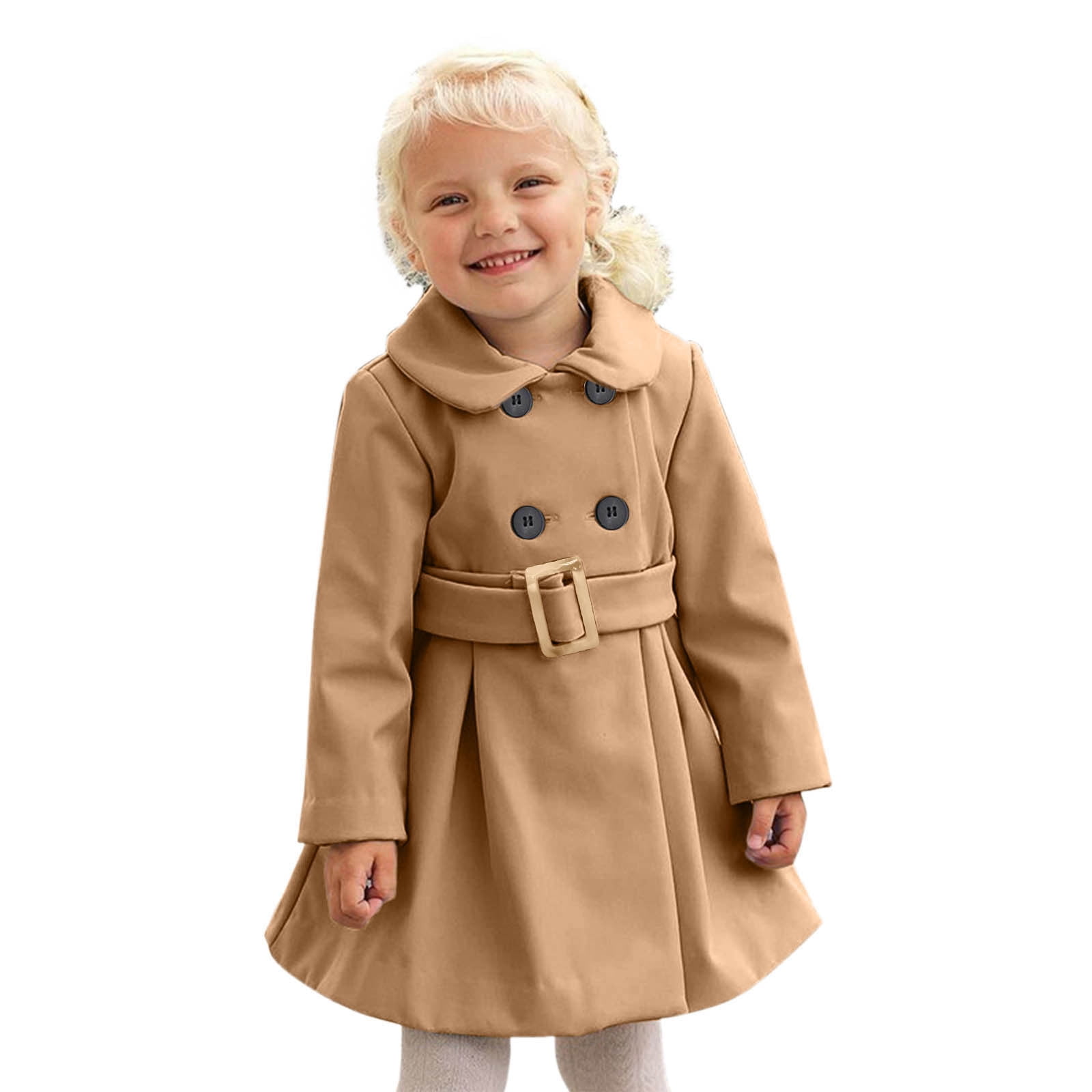 Toddler Kid Baby Girls Wool Coat Cloak Button Jacket Long Sleeve Solid Color Coat Peacoat with ...