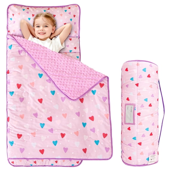 Toddler Kid Nap Mat for Preschool Girls Heart Slumber Bag Purple ...