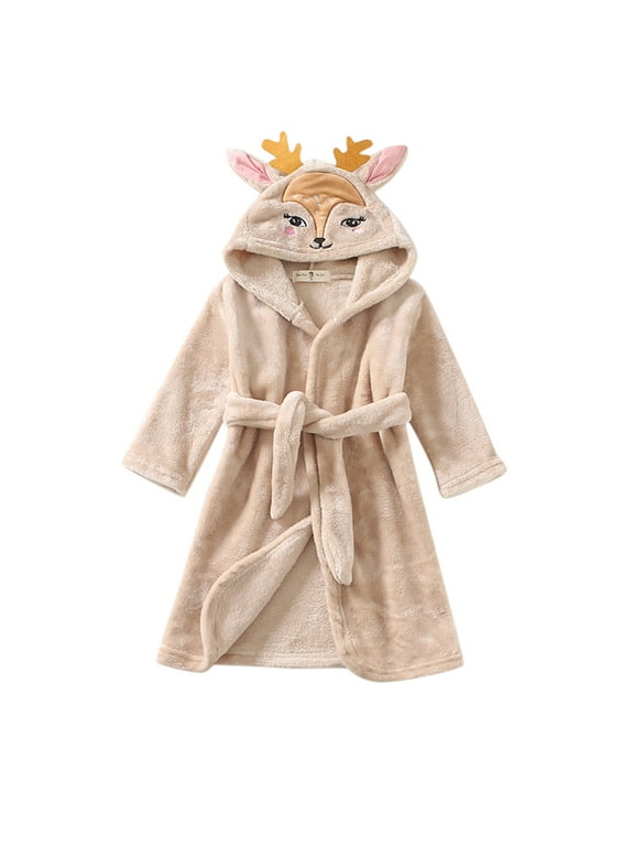 Boys Pajamas Toddler Kids Baby Boys Girls Print Bathrobes Hooded Warm ...