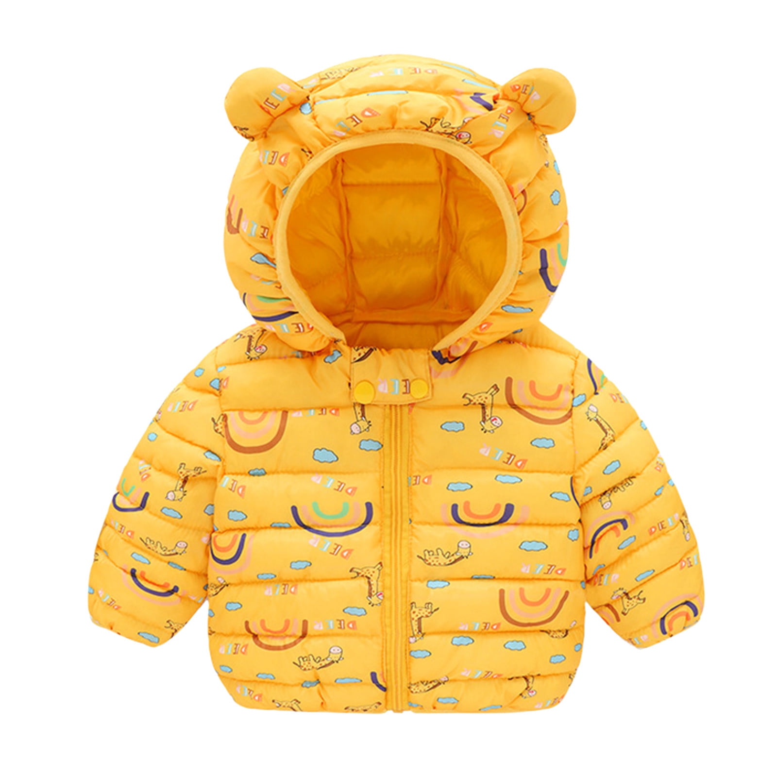 KTMKH Toddler Kids Baby Boys Girls Winter Warm Cartoon Deer Print Coats Bear Ears Hooded Padded ...