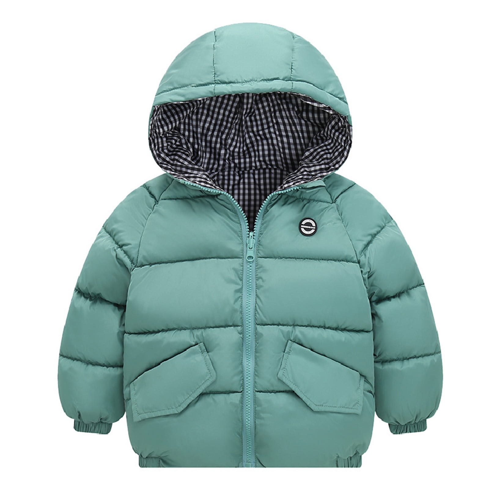 Toddler Kids Baby Boys Girls Winter Warm Jacket Outerwear Plaid Coats Hooded Padded Outwear For ...