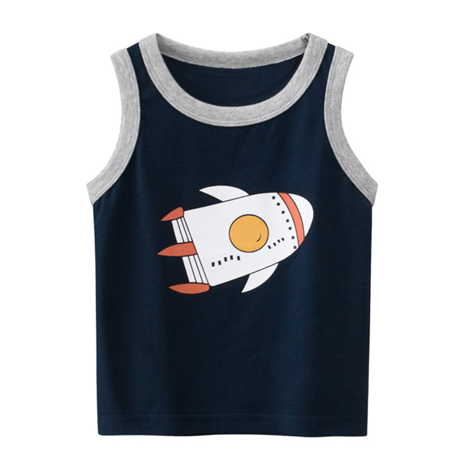 Toddler Kids Baby Boys Vest Cartoon Print Sleeveless Crewneck T Shirts ...
