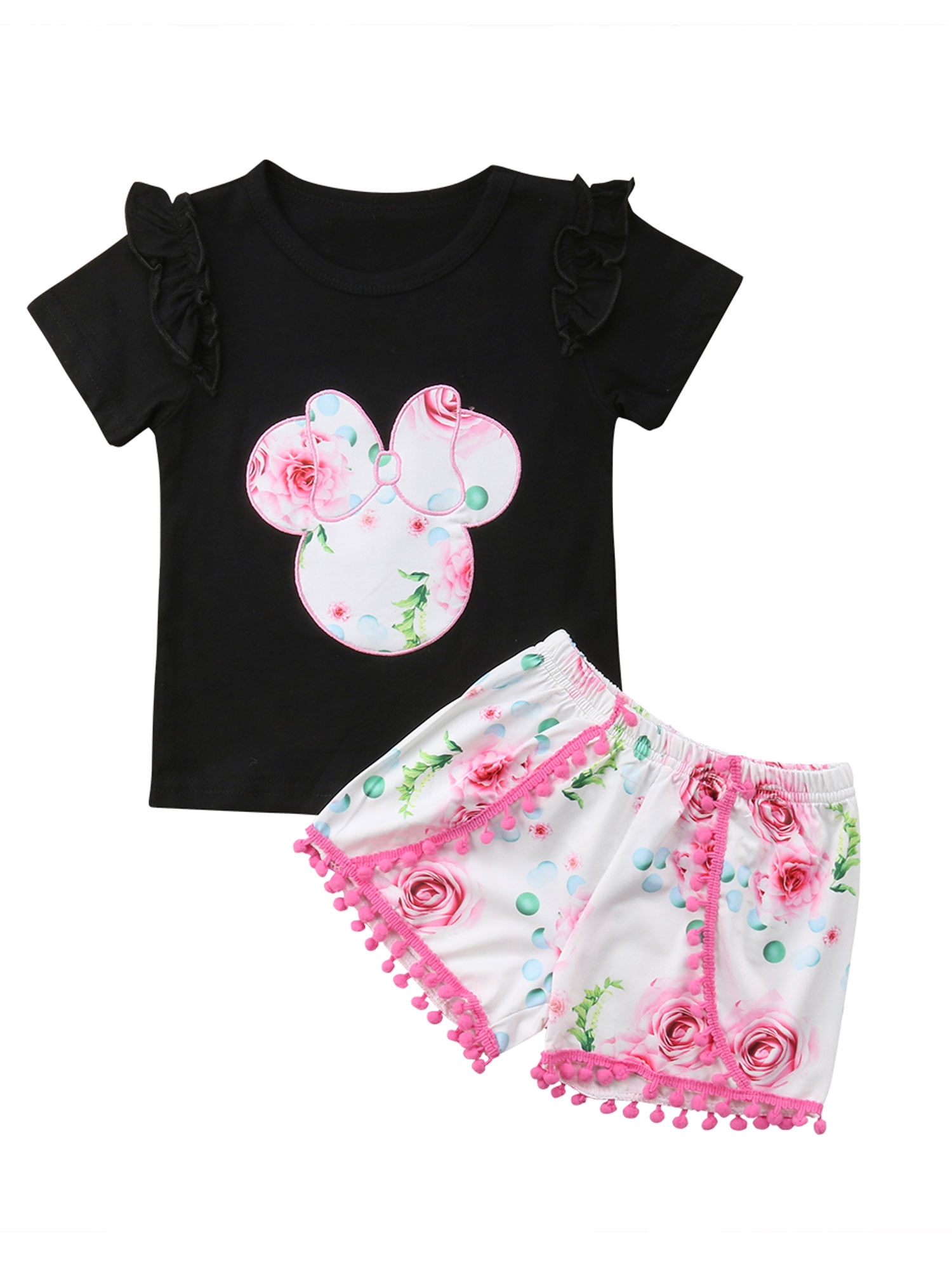 Toddler Kids Baby Girl Floral Clothes T-shirt Tops +Pants Shorts Sunsuit Outfit Set - Walmart.com