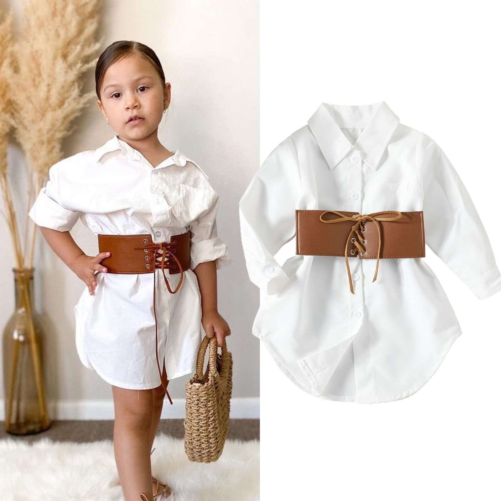 Toddler Kids Baby Girls Long Sleeve Button Down Solid Princess Shirt ...