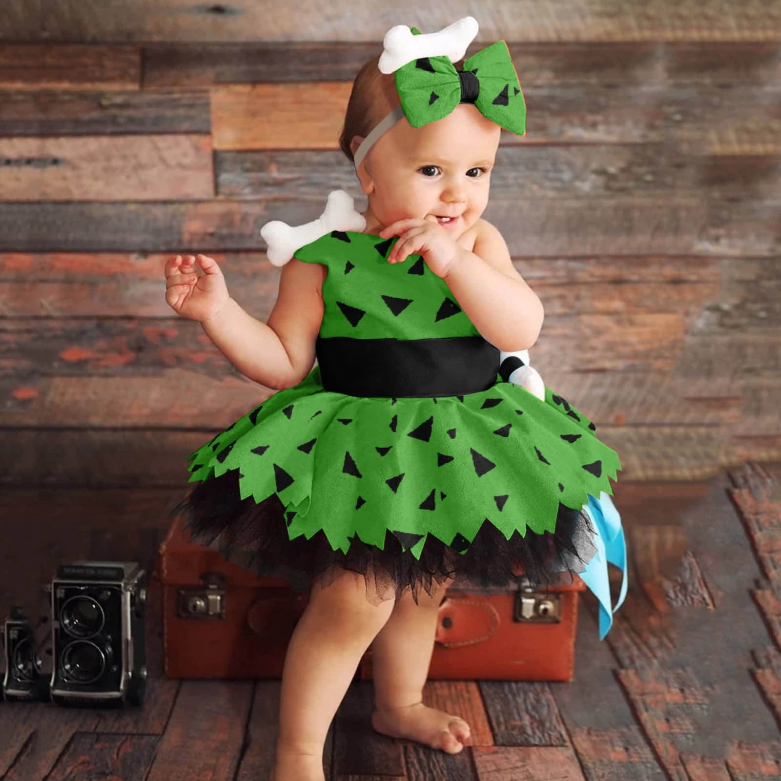Toddler Kids Caveman Girls Dog Bones Historical Cavegirl Mesh Tulle ...