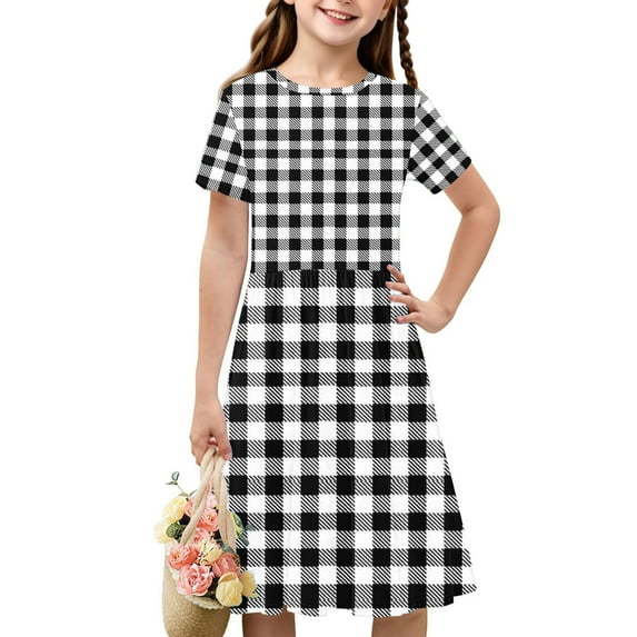 Toddler Kids Cute Stripe Print Short Sleeve Stretchy Dress A Line Dress ...