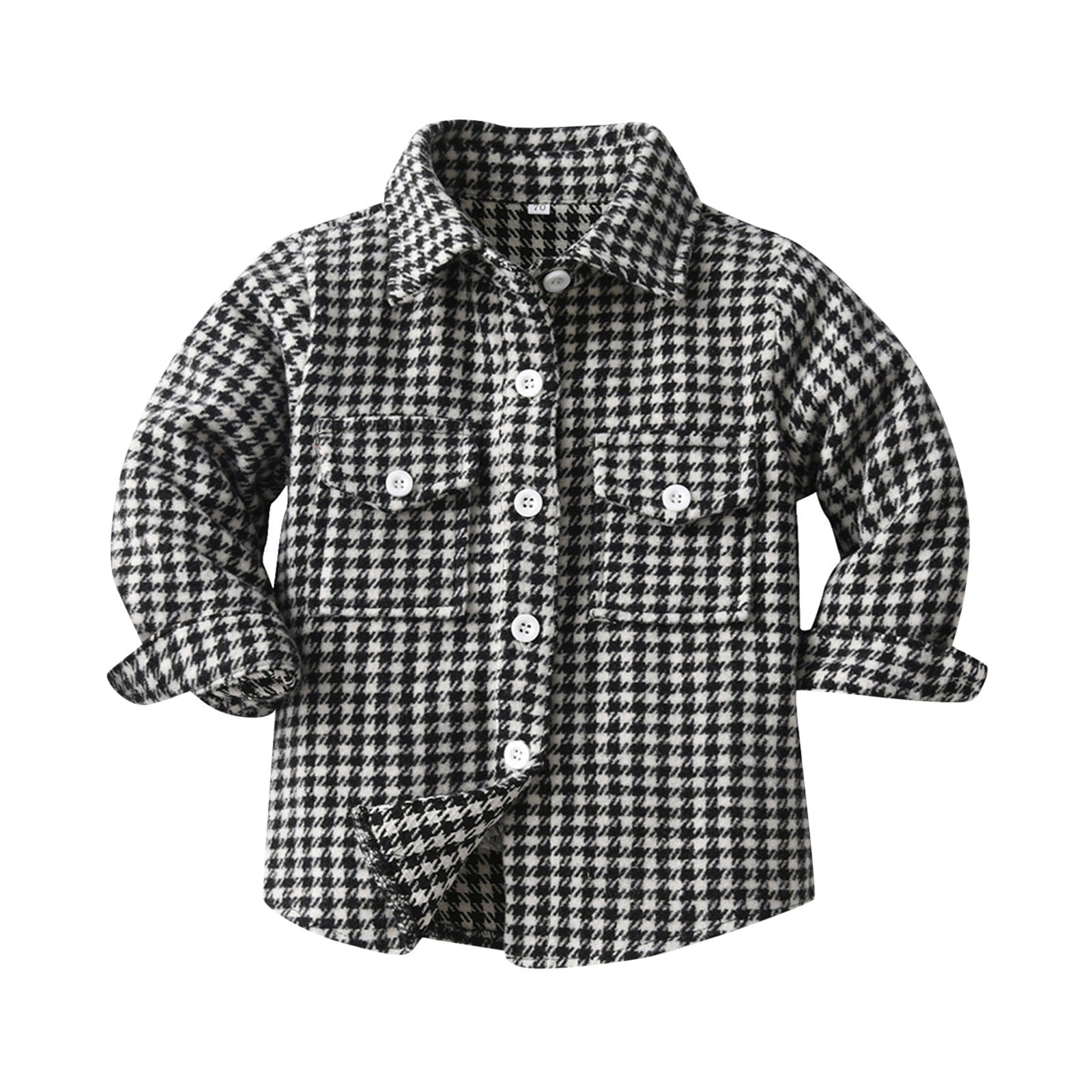 Toddler Kids Flannel Shirt Jacket Plaid Long Sleeve Lapel Button Down ...